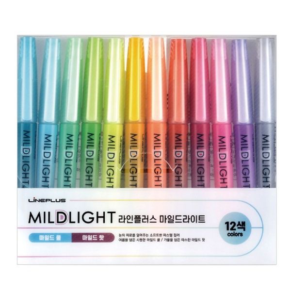 hplusmall 라인플러스 마일드 형광펜 12색 세트[WD6153E] - 핫트랙스