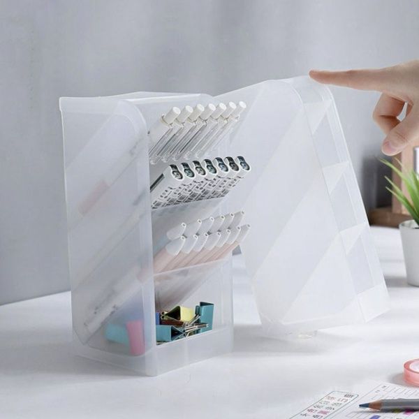 hplusmall 4단 반투명 펜꽂이 연필꽂이 다용도 펜정리함 와이드[ - 핫트랙스