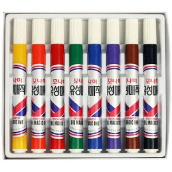 hplusmall 모나미 유성 매직세트 8색순한냄새 둥근닙 - 핫트랙스