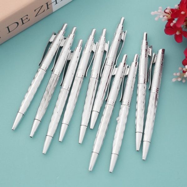 shoppingplan 굿오피스 실버 볼펜 10p세트 똑딱이 검정볼펜 - 핫트랙스