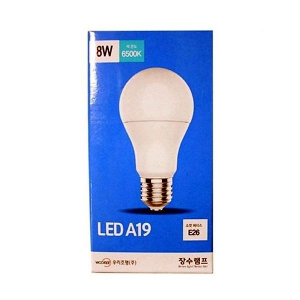 Hanbando A19 E26 장수램프 전구 8W LED 6500K 주광색(WFH6RW5) - 핫트랙스