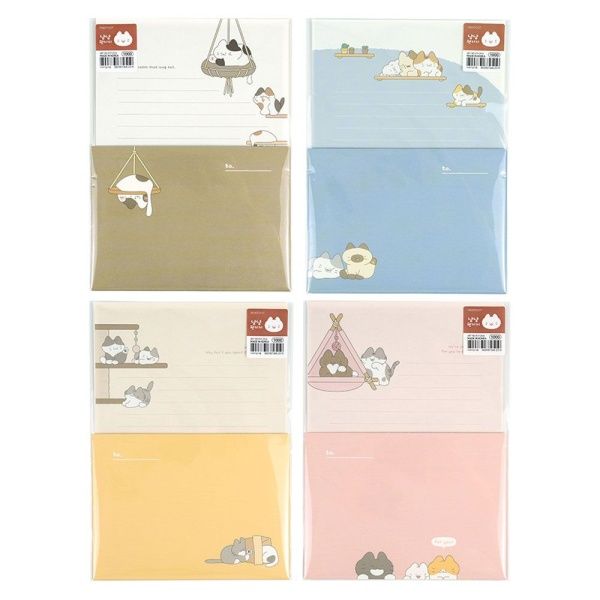 hplusmall 냥냥편지지 4종X5개(혼합) 편지봉투세트 축하 기념일[ - 핫트랙스