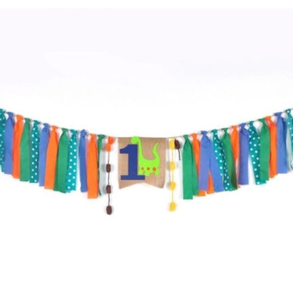 hplusmall PW 패브릭리본첫돌가랜드(공룡) 파티장식 배너 생일 - 핫트랙스