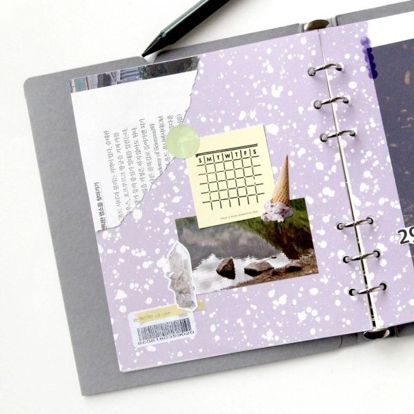 hplusmall 스퀘어 다이어리 A6 WIDE 6공 마블 리필 속지 배경지[ - 핫트랙스