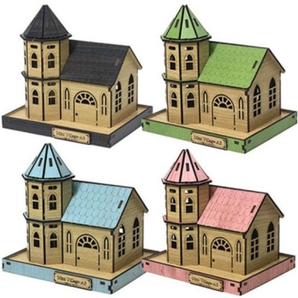 hplusmall 3D입체퍼즐 미니빌리지 A3 하우스 그린 (건축물)(목재 - 핫트랙스