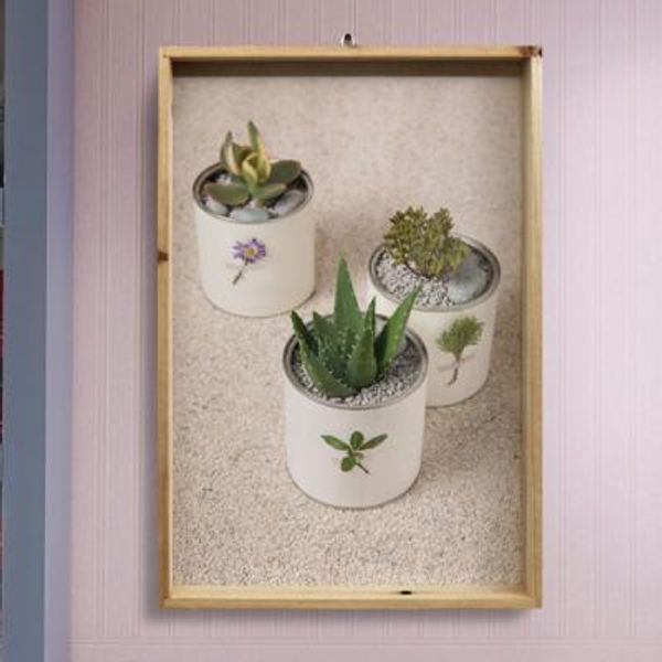 ggoomim pf660-우드프레임액자_아기자기한선인장화분 - 핫트랙스