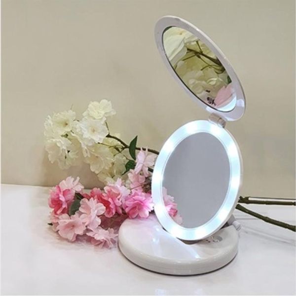 hplusmall LED 콤팩트거울 탁상거울 일반거울+5배확대거울 - 핫트랙스