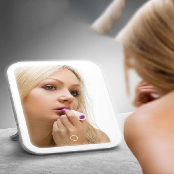 hplusmall USB충전 LED 조명 휴대용 폴딩 메이크업 화장거울 - 핫트랙스