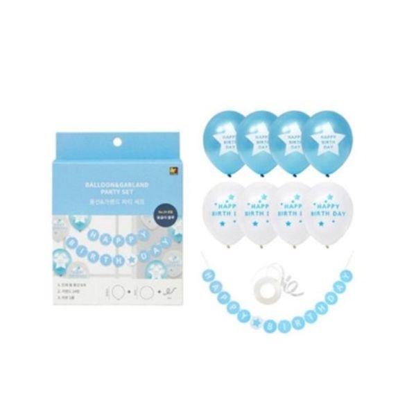 hplusmall PW 홈파티장식세트 14번(생일동글이블루) 풍선 - 핫트랙스