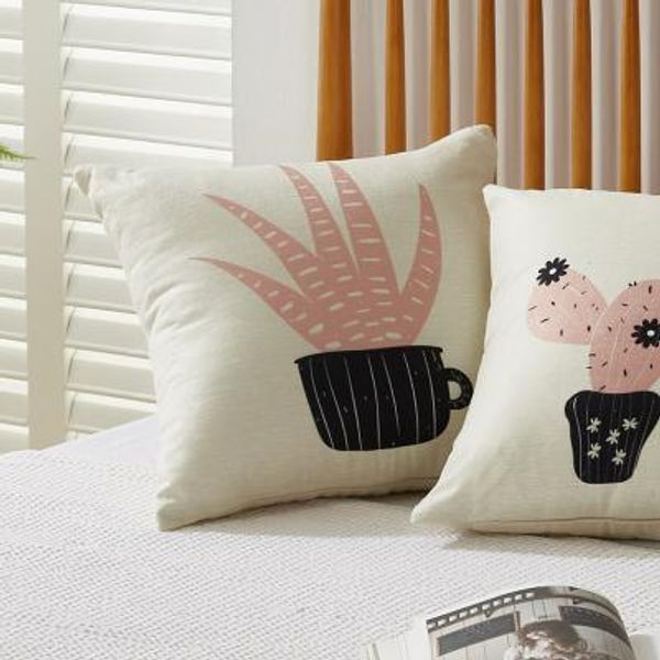 shininghome 러프 소파 쿠션커버 45x45 핑크선인장 B 2P - 핫트랙스