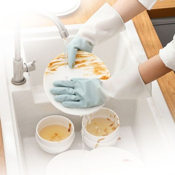 hplusmall 안찢어지는 주방 설거지 청소 용 고무 장갑 L 블루 - 핫트랙스