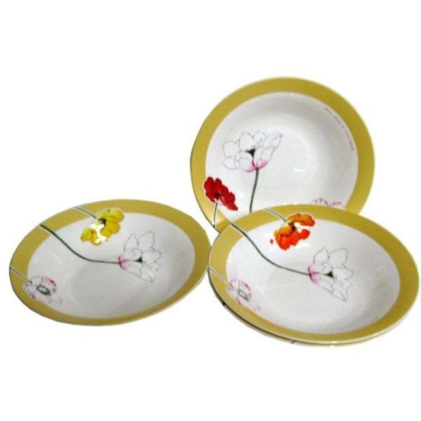 hplusmall 도자기 접시 세트 반찬 그릇 식기 양귀비 4P 16.5cm - 핫트랙스