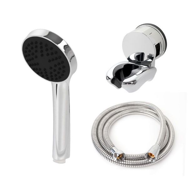 hplusmall 110크롬 샤워기 고급메탈호스 A세트 1.5m/헤드 거치대 - 핫트랙스