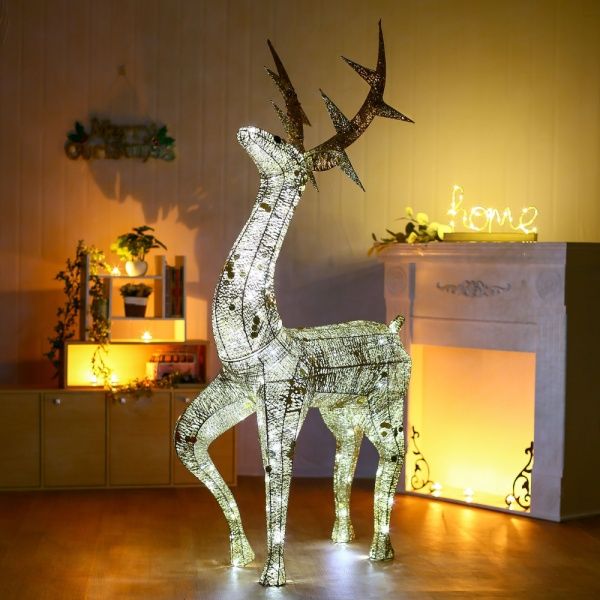 shoppingplan 140cm LED 골드 반짝이 사슴 장식(특대)사슴인형 - 핫트랙스
