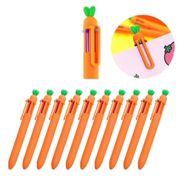 hplusmall 당근 6색볼펜 X10자루 캐릭터볼펜 0.7mm 학용품 선물 - 핫트랙스