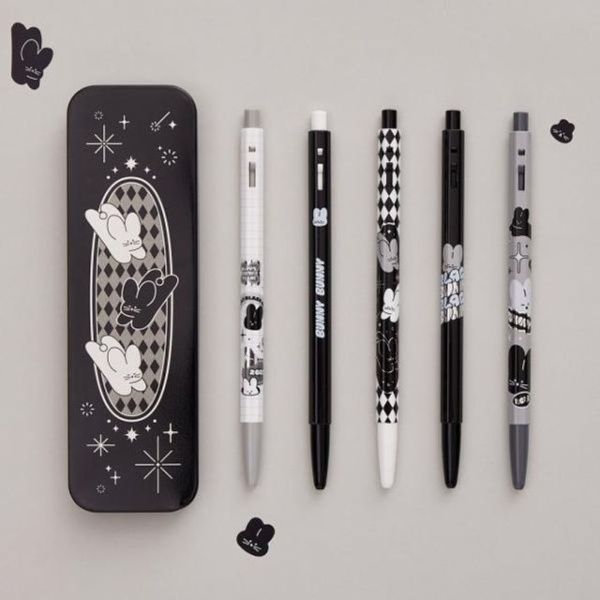 hplusmall 153 블랙버니 볼펜 0.5 틴케이스 5본입 모나미[WB8E39 - 핫트랙스