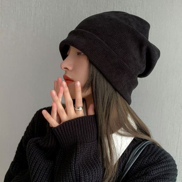 hplusmall 비니 코듀로이 6컬러 지퍼 여자롱비니 여성 골덴비니[ - 핫트랙스