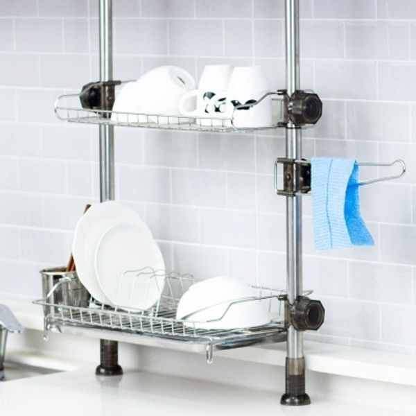 hplusmall 스마트 씽크선반 400-2단 (스텐쟁반) 식기건조대 - 핫트랙스