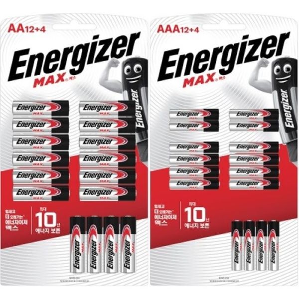 hplusmall 에너자이저 맥스 건전지 12+4알입 (AA/AAA) 1.5V[WAD1 - 핫트랙스