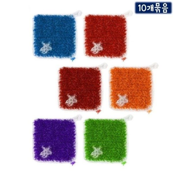 hplusmall 걸이형 사각 수세미-색상랜덤 10개묶음 약14cm[W97AD1 - 핫트랙스