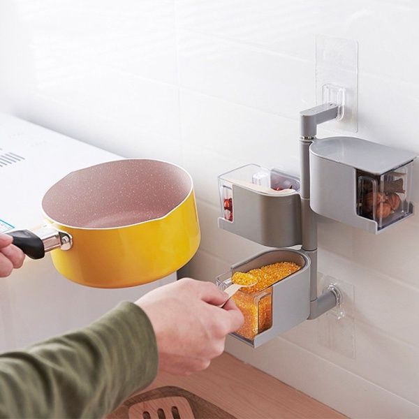 hplusmall 주방 조미료 분말 통 소금 후추 양념 가루 용기 3단[W - 핫트랙스