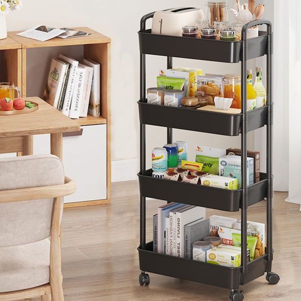 shoppingplan 4단 수납선반 트롤리 (블랙) - 핫트랙스