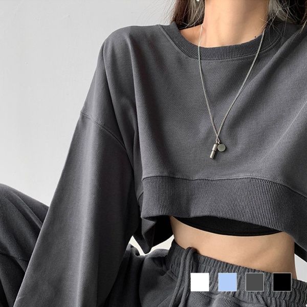 hplusmall 벤실라 오버핏 크롭 맨투맨 SD-230310[WBC3D12] - 핫트랙스