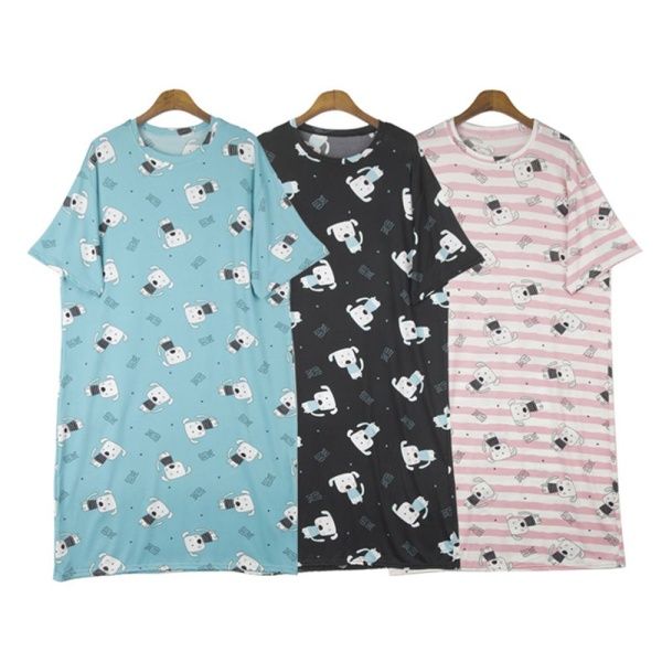 hplusmall 여성잠옷원피스 도그 1P 여름 파자마 홈웨어 실내복[W - 핫트랙스