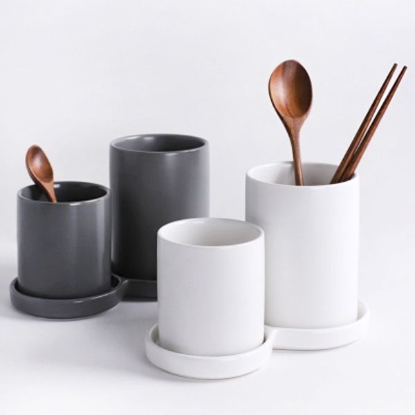 kitchen malling 모더니티 도자기 물빠짐 2구 수저통 2color - 핫트랙스