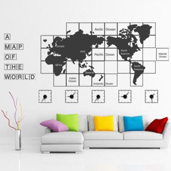 ggoomim ps174-대형액자식세계지도_그래픽시계(중형) - 핫트랙스