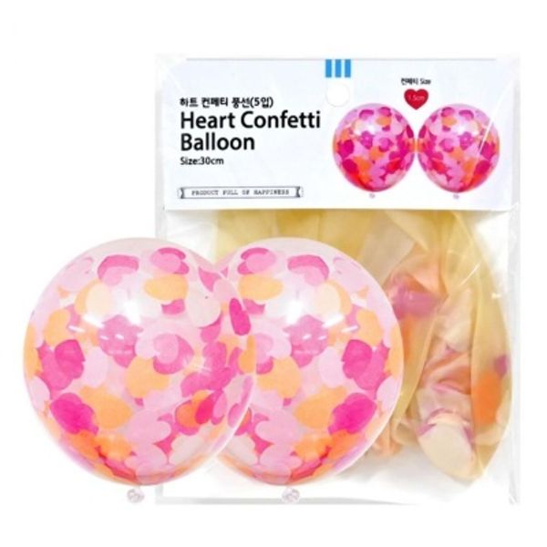 hplusmall 이벤트 파티 데코 30cm하트 컨페티풍선 5p - 핫트랙스