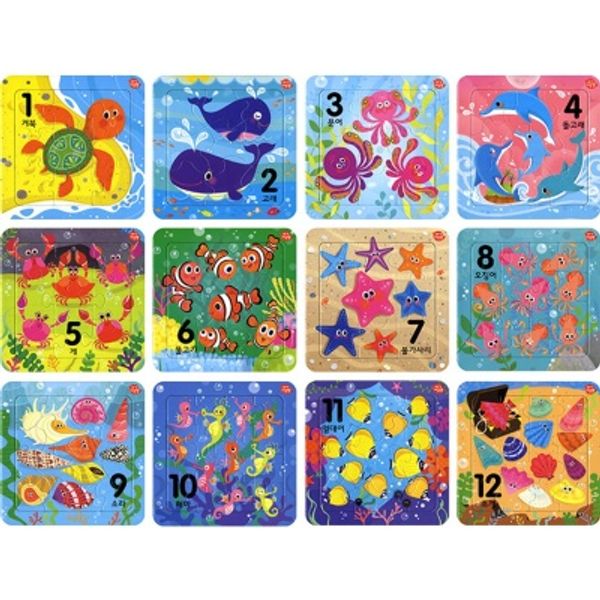 hplusmall 9 16조각 판퍼즐 - 아기지능방 숫자 (12종) - 핫트랙스