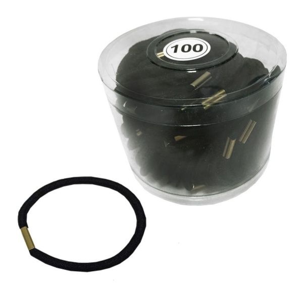 hplusmall 매듭있는 검정고무줄 100P 코사지통 머리끈 헤어밴드 - 핫트랙스