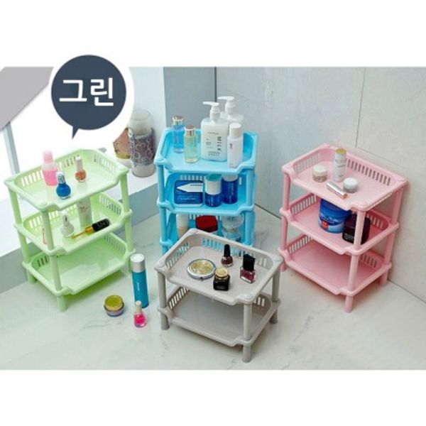 hplusmall 3단선반 코너 욕실선반 사각그린 다용도 벽선반 - 핫트랙스