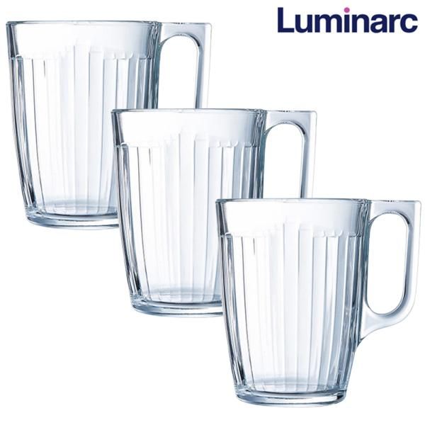 루미낙 내열강화머그 320ml 3P 커피잔 투명 유리컵 카페 물컵 - 핫트랙스