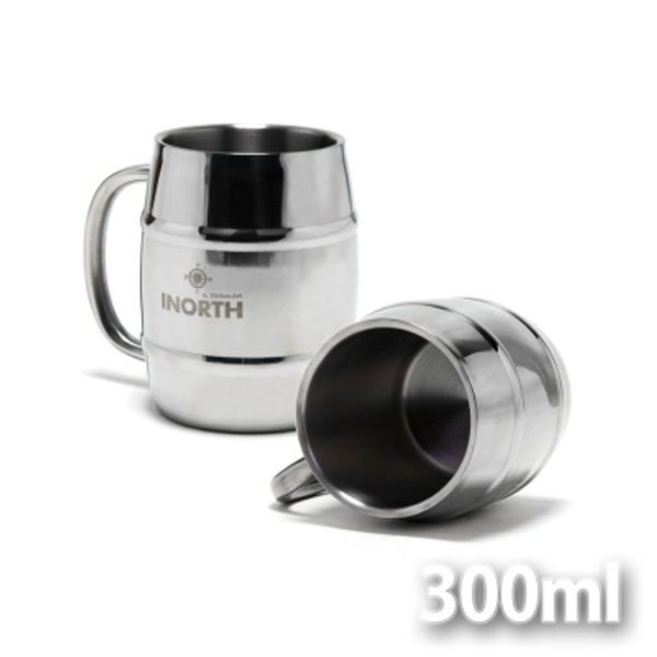 hplusmall 키친아트 오크통 맥주컵 300ml 이중스텐 맥주잔 - 핫트랙스