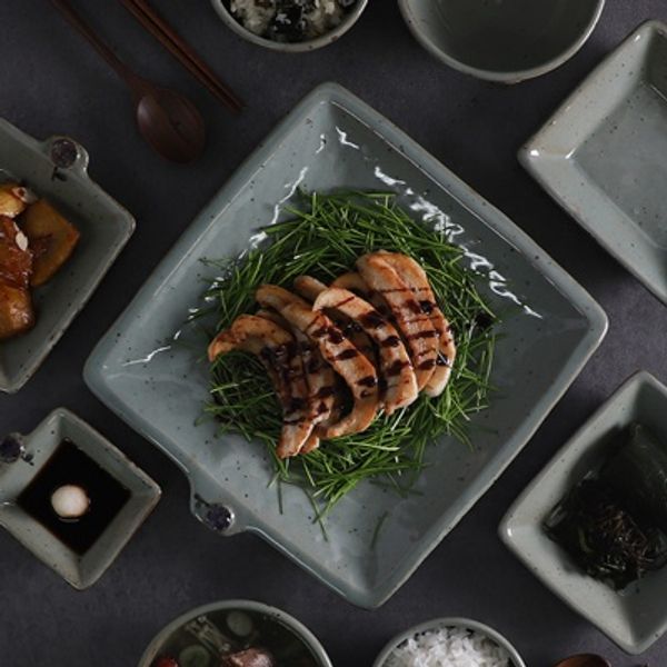 kitchen malling 모리 수국 사각 접시 2size - 핫트랙스