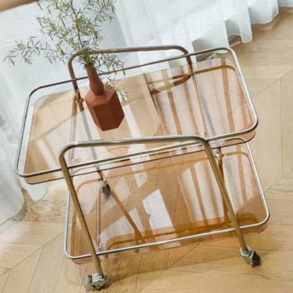 ZIPDREE 북유럽 투명 거실 2단 이동식 사이드테이블 3color - 핫트랙스