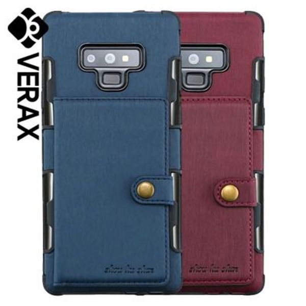 VERAX P149 갤럭시노트9 빈티지 버튼 카드 포켓 가죽 케이스 - 핫트랙스