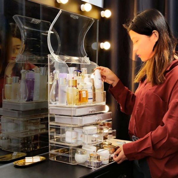 ZIPDREE 투명 아크릴 향수 진열대 화장품 보관함 1~3단 네일진열대 - 핫트랙스