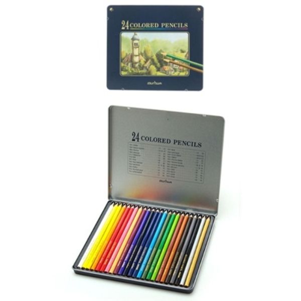 hplusmall 아동 미술 학원 용품 고급 문화 색연필 24색 틴케이스 - 핫트랙스