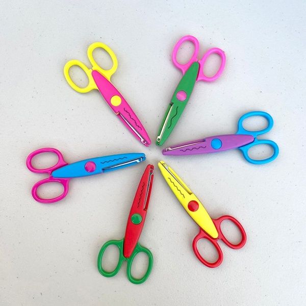 hplusmall 알록컬러풀 모양 핑킹가위 공작 포장 가위 6종세트[WC - 핫트랙스
