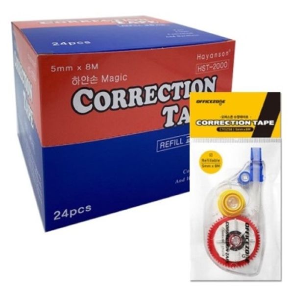 hplusmall 오피스존 2000 수정테이프 1갑 24개입 CTOZ58 화이트 - 핫트랙스