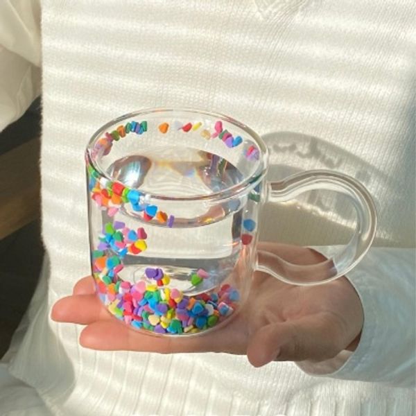 ZIPDREE 하트캔디 머그컵 홈카페 이중 유리컵 유리잔 200ml - 핫트랙스