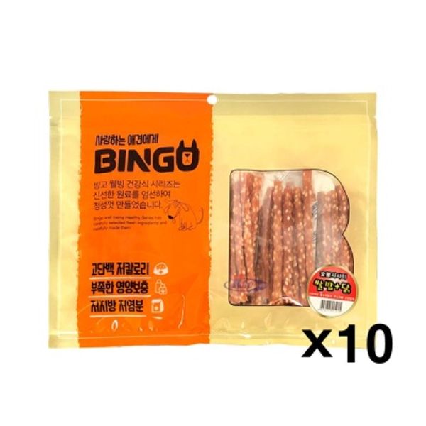 hplusmall 빙고 400g 숯불 쌀밥 사사미 X10개 강아지간식 닭고기 - 핫트랙스