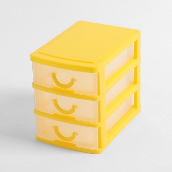 shoppingplan 컬러팝 3단 멀티박스(옐로우) / 책상정리 소품정리함 - 핫트랙스