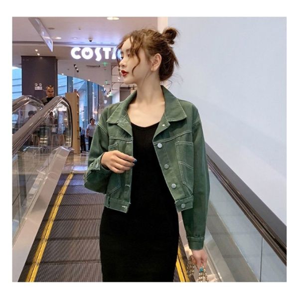 hplusmall 여성데님자켓 1P 여자 오버핏 짧은 크롭 청자켓 흰색[ - 핫트랙스