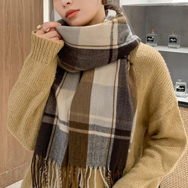 ZIPDREE 파스텔 체크패턴 휘뚜루마뚜루 겨울 머플러 목도리 4color - 핫트랙스