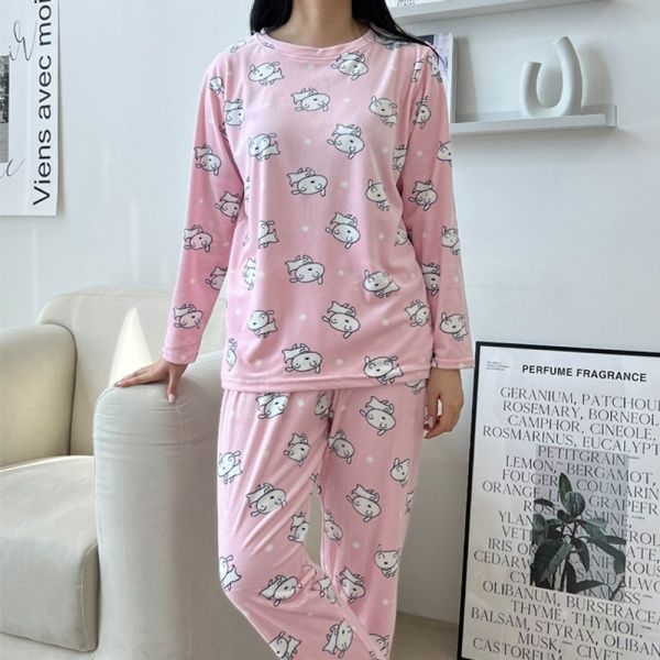 hplusmall 여성 수면잠옷세트 강아지 3컬러 1P 겨울 긴팔 파자마 - 핫트랙스