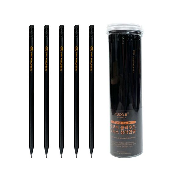 TUCO.B 투코비 블랙우드 오피스 삼각 연필 TC-P06, 36개입 HB - 핫트랙스